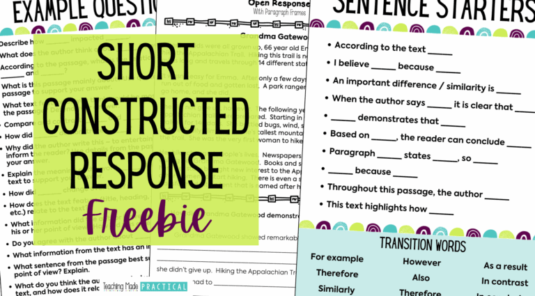 Constructed Response: Free Reading Passage & Sentence Starters ... Constructed Response: Free Reading Passage & Sentence Starters ...